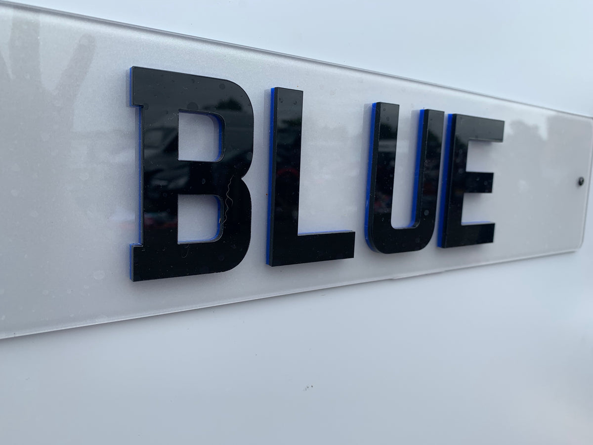 4D Blue Neon Laser Cut Style Number Plates – Yorkshire Signs 4 Less